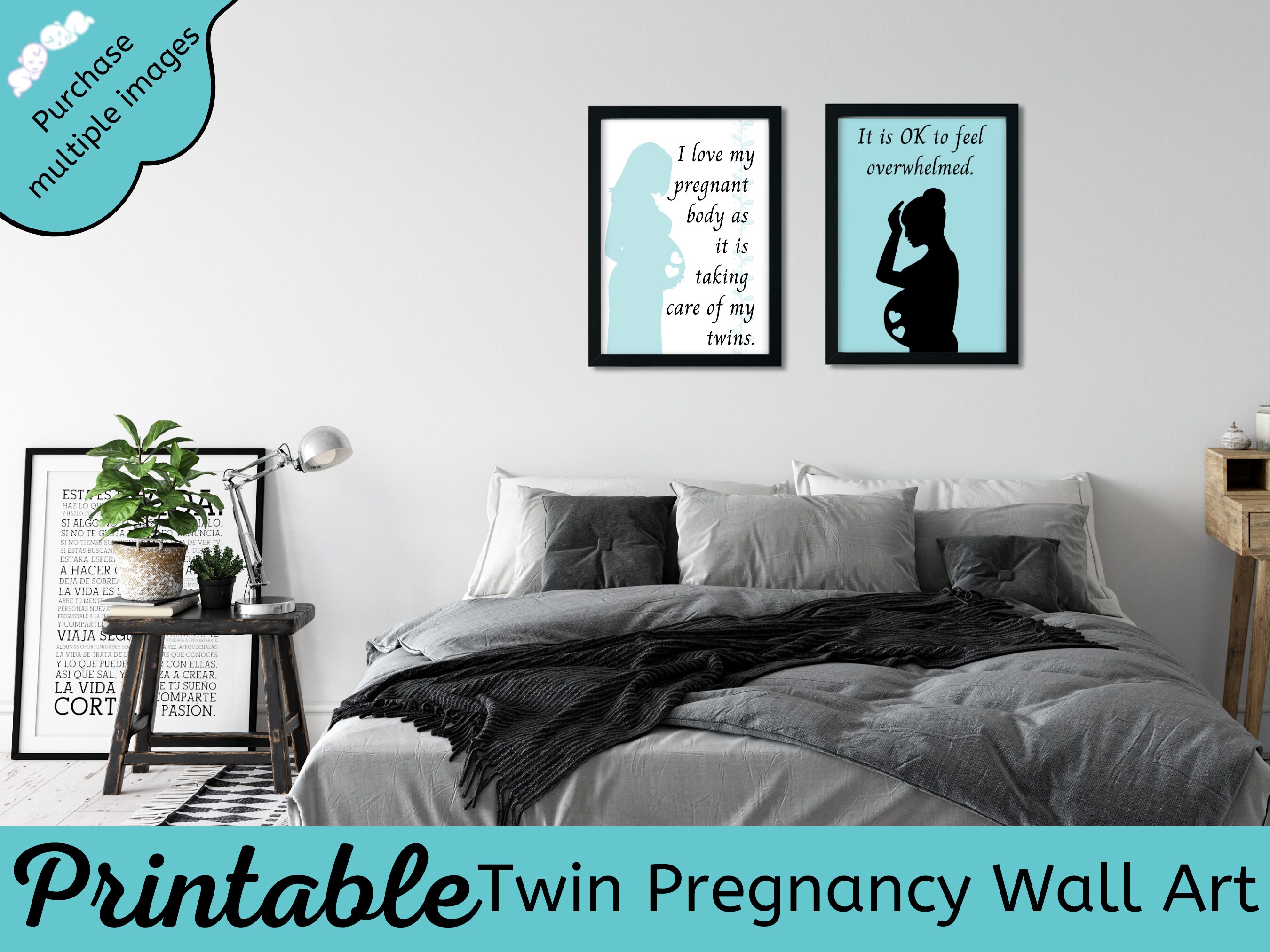 Tweelingzwangerschap bevestigingen kunst aan de muur | Tweelingen ...