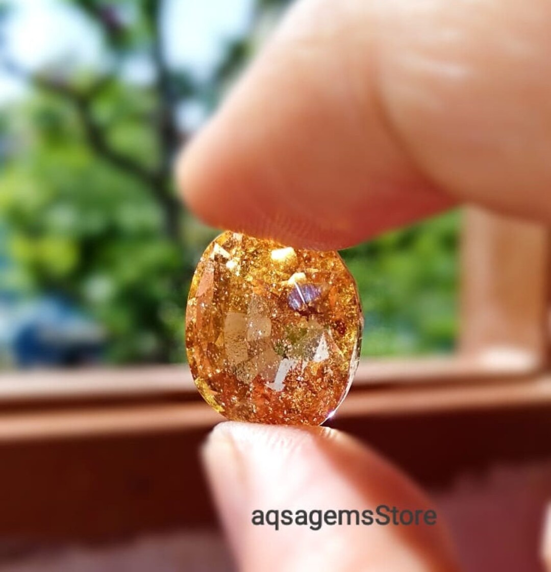 Golden Hessonite Gemstone, Gold Plated Oval Cut, 14 CT, African Origin ...