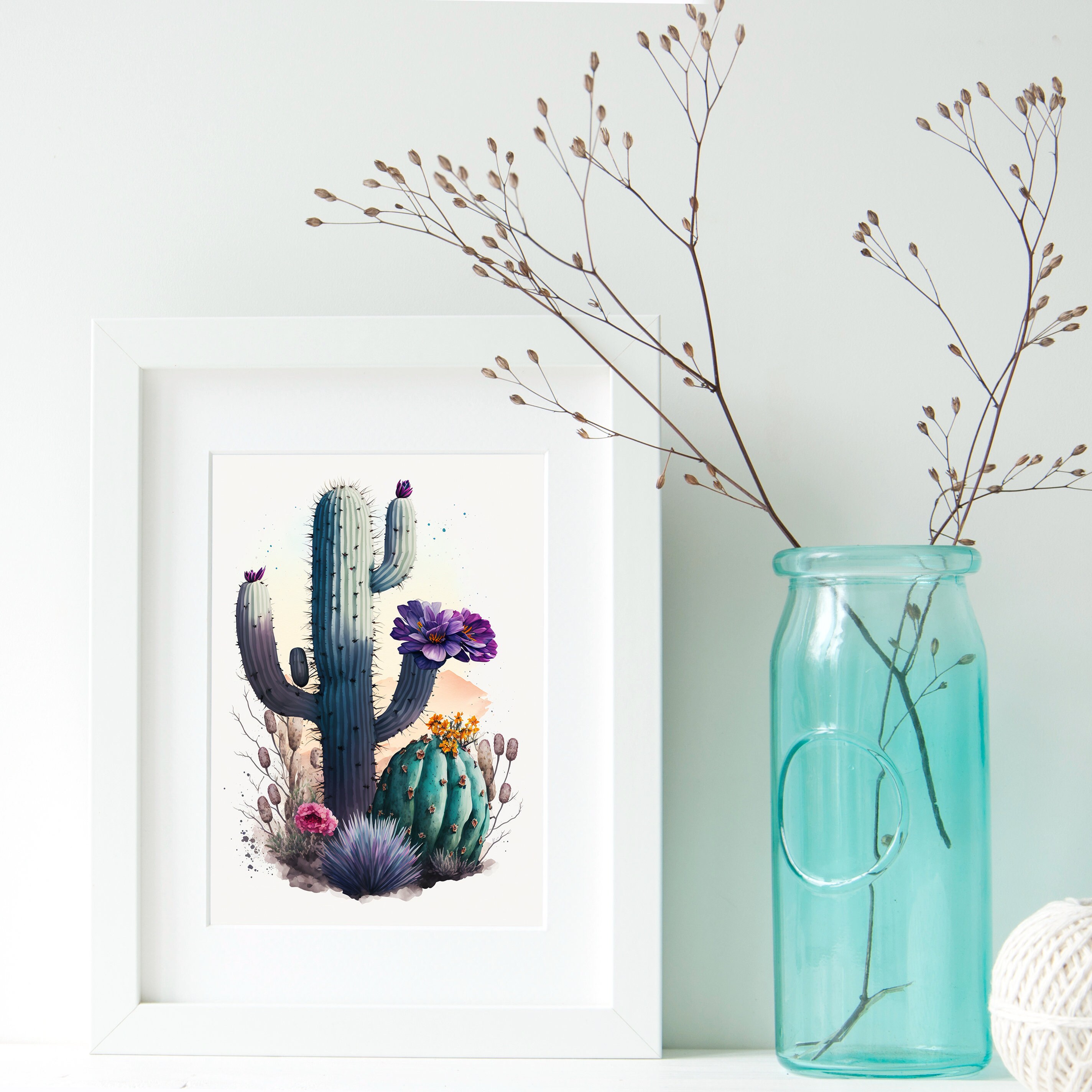 Water Color Cactus Desert Digital Wall Art - Etsy
