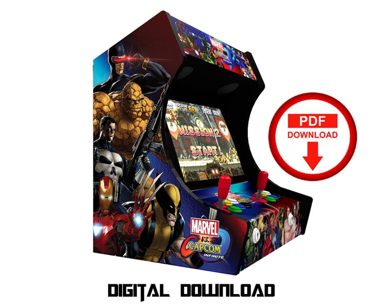 Marvel vs capcom Arcade cabinet machine artwork gráficos vinilo, arcade ...