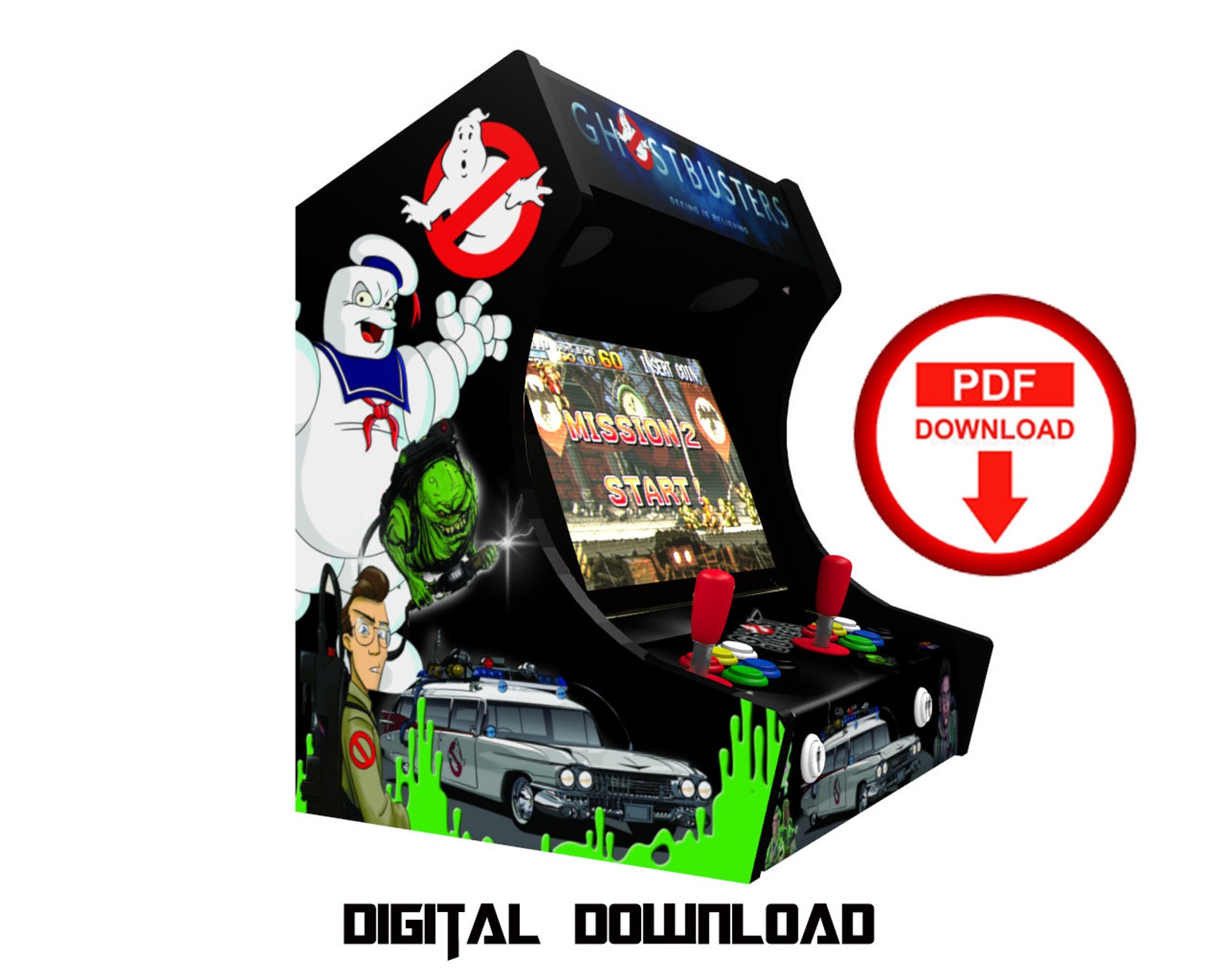 Ghostbusters Arcade Cabinet Machine Artwork Graphics Vinyl, Arcade Cabinet Graphics Artwork ...