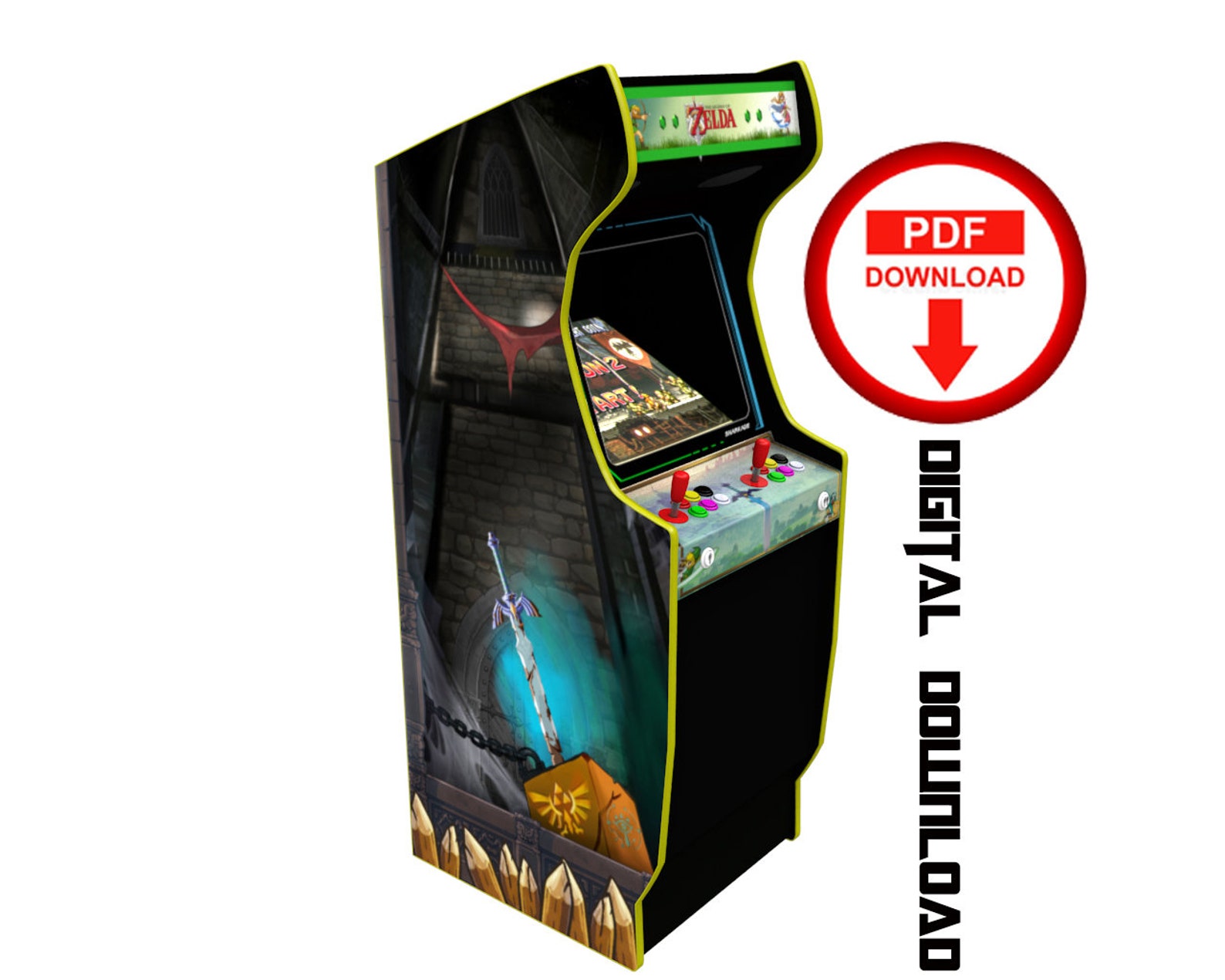 Zelda Model 2 Arcade Cabinet Machine Artwork Graphics Vinyl, Arcade ...