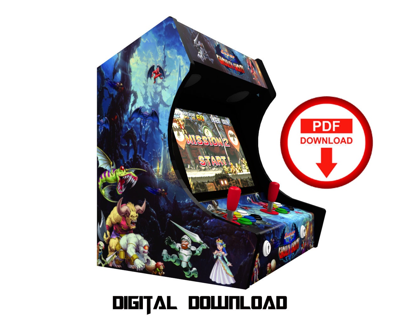 Ghouls'n Ghosts Arcade Cabinet Machine Artwork Graphics Vinyl, Arcade ...