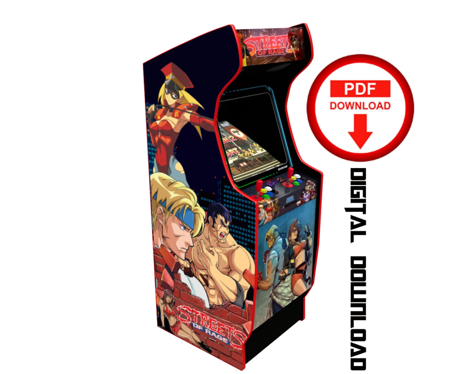 Street of Rage Arcade Cabinet Machine Artwork Graphics Vinyl, Arcade ...