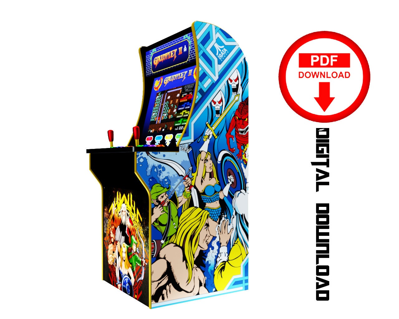 Gauntlet Arcade1up Cabinet Machine Artwork Graphics Pdf Download ...