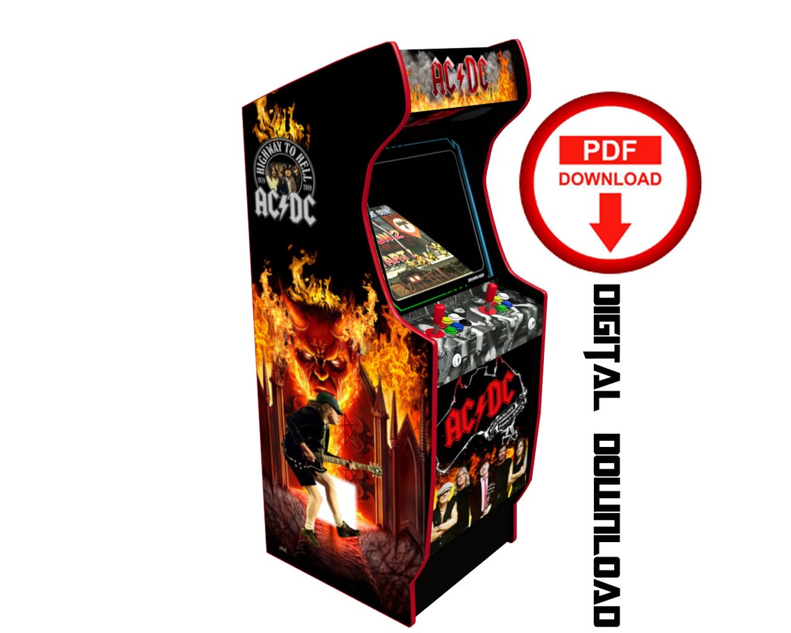 ACDC Arcade Cabinet Machine Artwork Graphics Vinyl, Arcade Cabinet ...