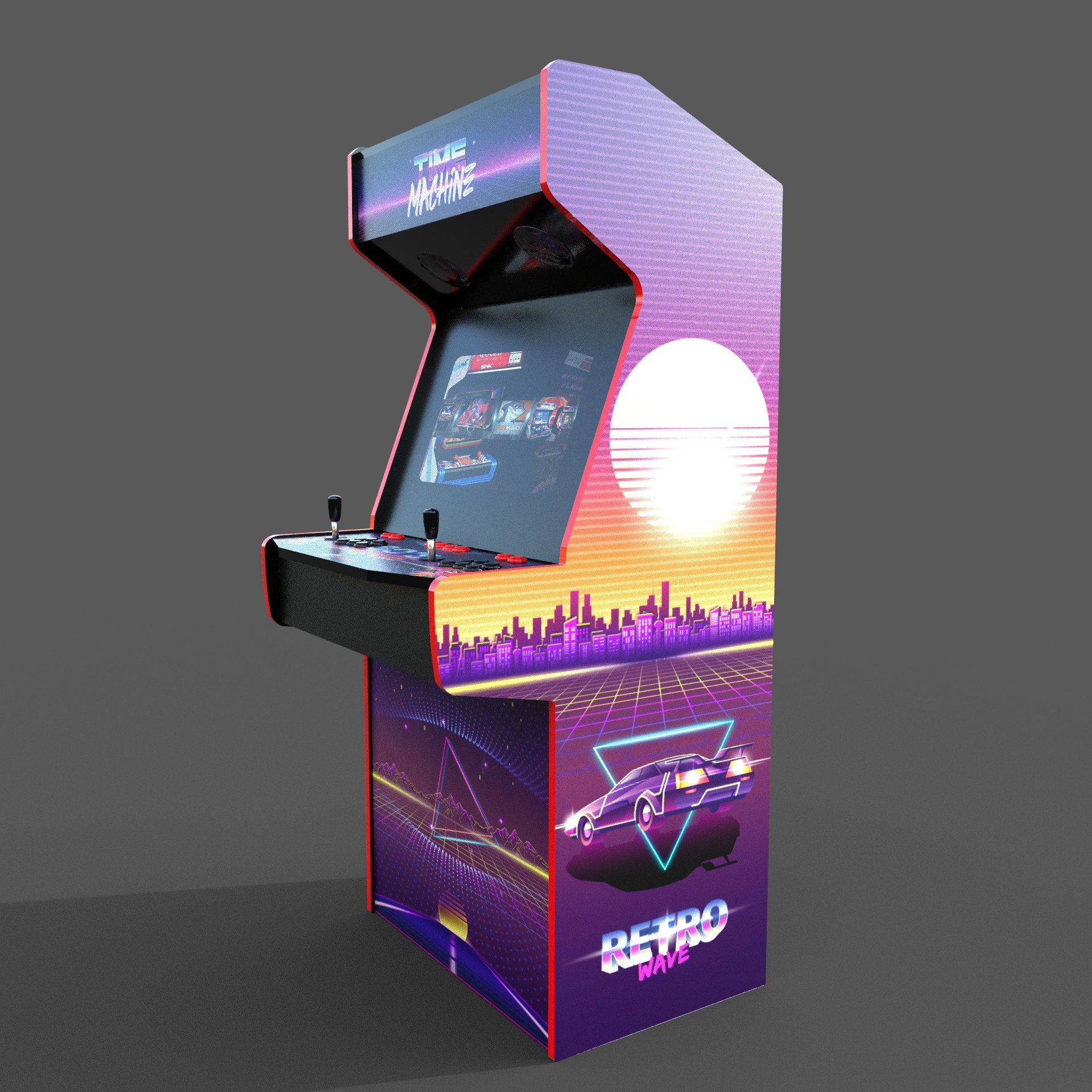 Retrowave 80's Style • Arcade Cabinet Machine Artwork • Digital Graphic ...