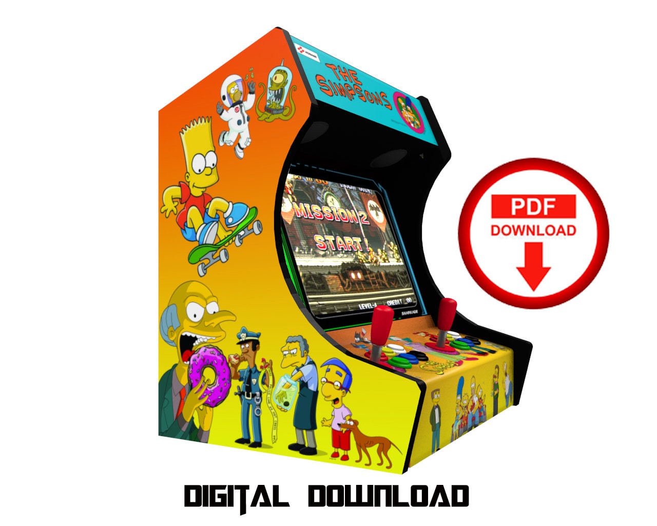Los simpsons bartop Arcade cabinet machine artwork gráficos vinilo ...