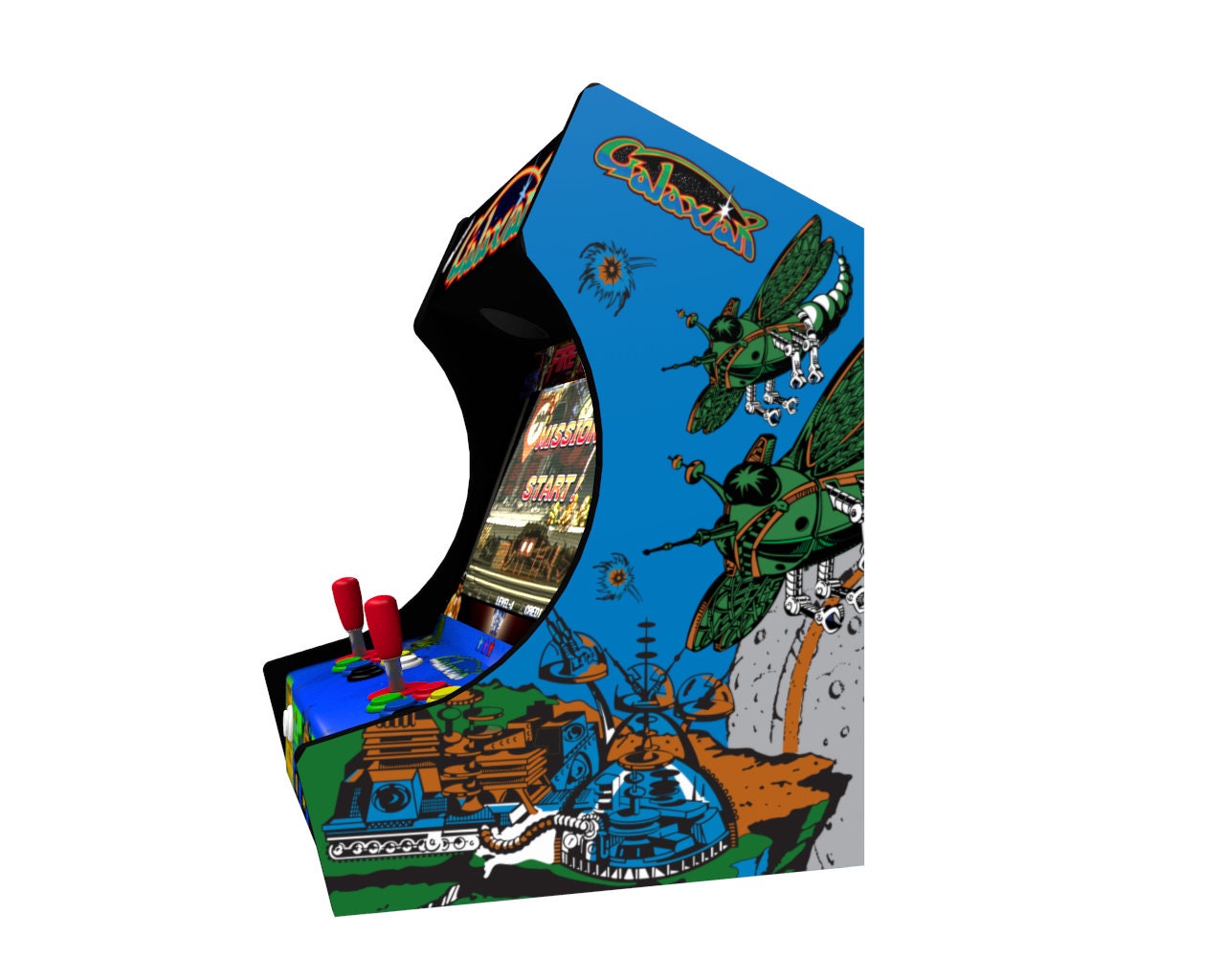 Galaxian Arcade Cabinet Machine Artwork Graphics Vinyl, Arcade Cabinet ...