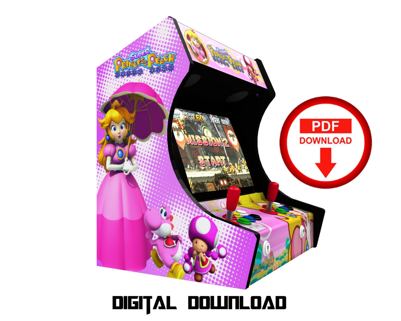 Princess Peach Bartop Arcade Cabinet Machine Artwork Graphics Vinyl ...