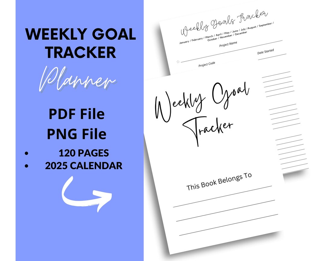 Weekly Goal Tracker Printable: Habit Setting Journal, Planner Sheet for ...