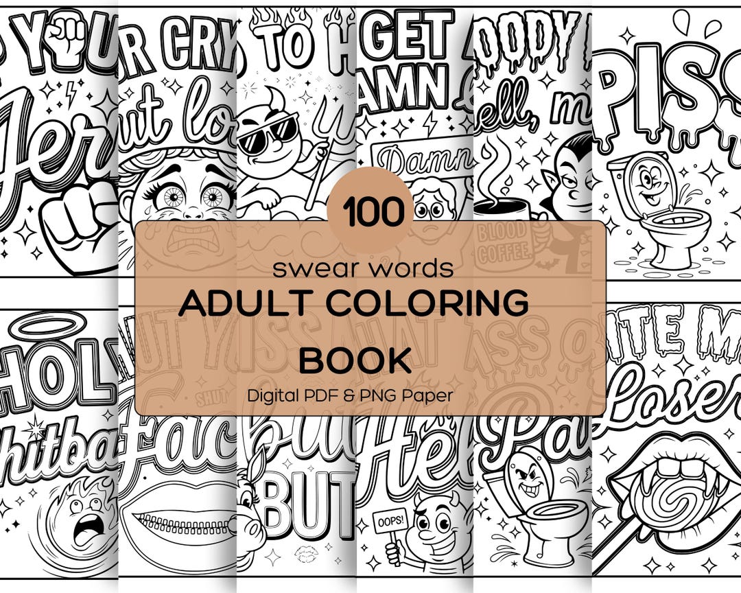 100 Swear Words Coloring Pages for Adults, Printable Coloring Pages ...