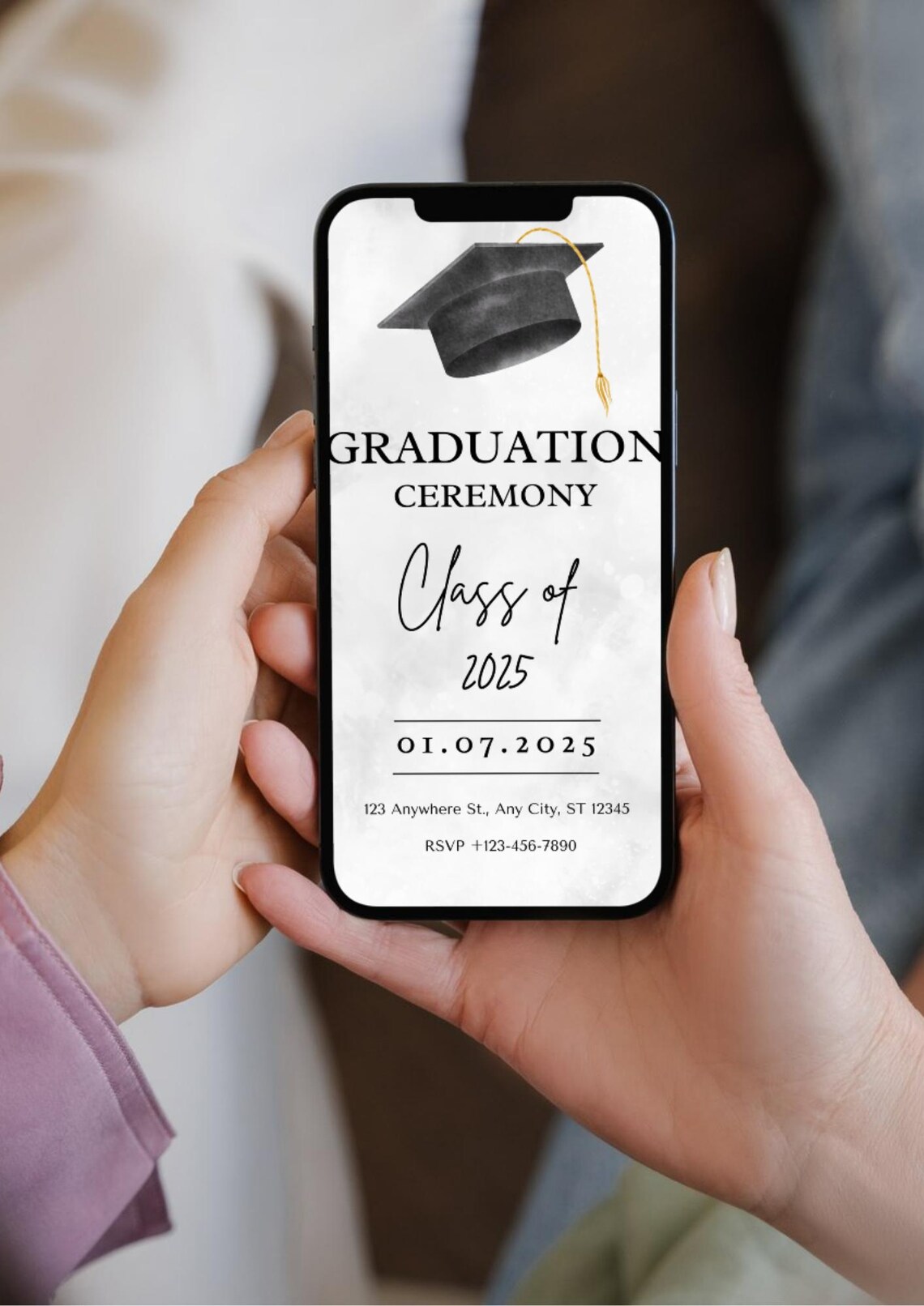 Elegant Black and Gold Graduation Invitation | Class of 2025 Digital ...