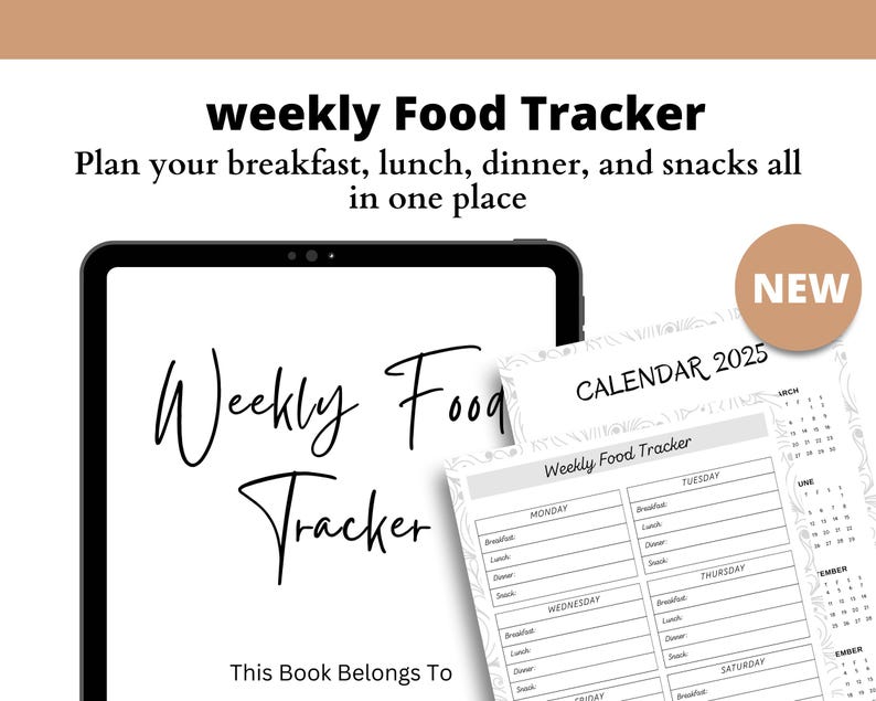 Weekly Food Tracker & Meal Planner: Printable Nutrition Log (PDF ...
