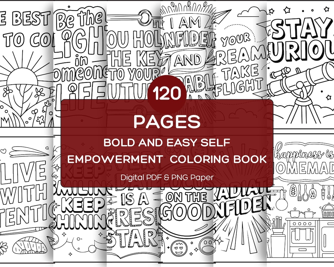 Bold and Easy Self-empowerment Coloring Book, Motivational Coloring ...