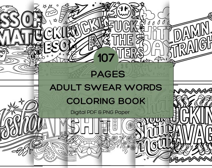 107 Swear Words Coloring Pages for Adults, Printable Coloring Pages ...