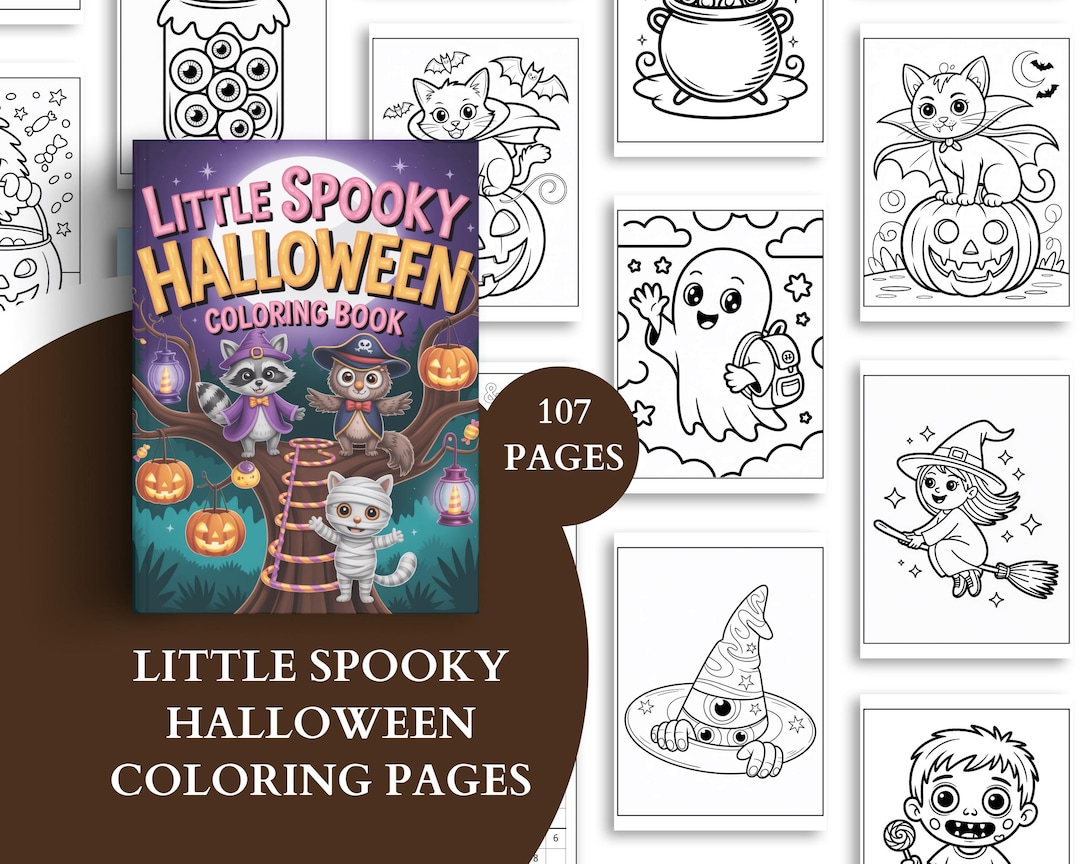 Halloween Little Spooky Coloring Pages for Kids, Pumpkin and Ghost ...