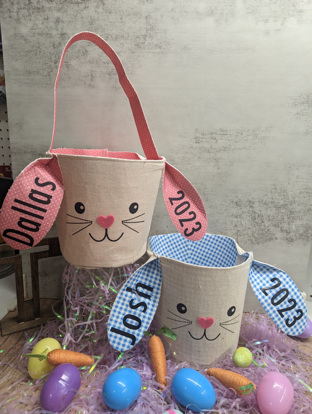 Personalized Easter Bunny Basket, Easter Basket, Custom Easter Basket ...
