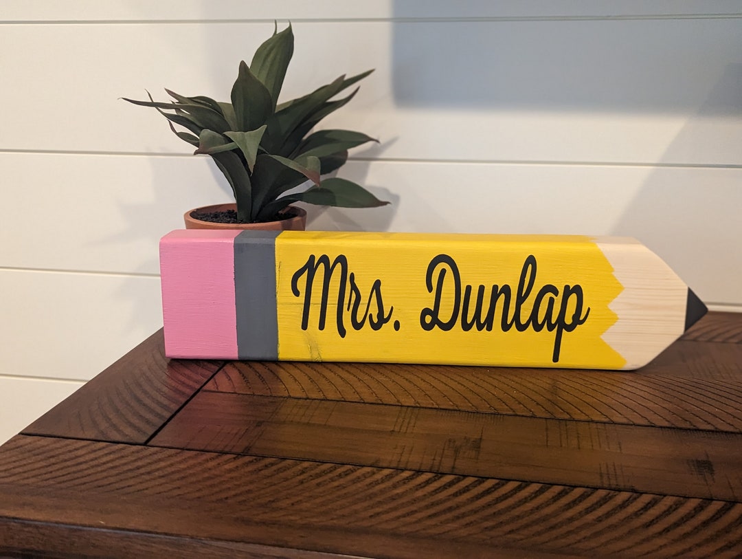 Personalized Teacher Pencil Name Plate: Wooden Desk Decor - Etsy