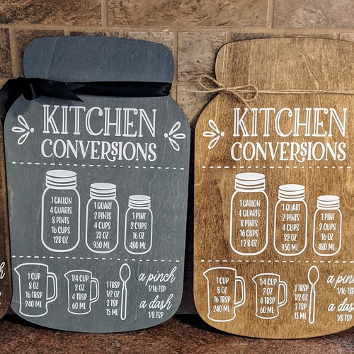 Stained Wood Kitchen Conversion Chart Wooden Farmhouse - Etsy