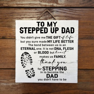 Stepped up Dad Wood Sign, Stepped up Dad, Stepfather, Personalized ...