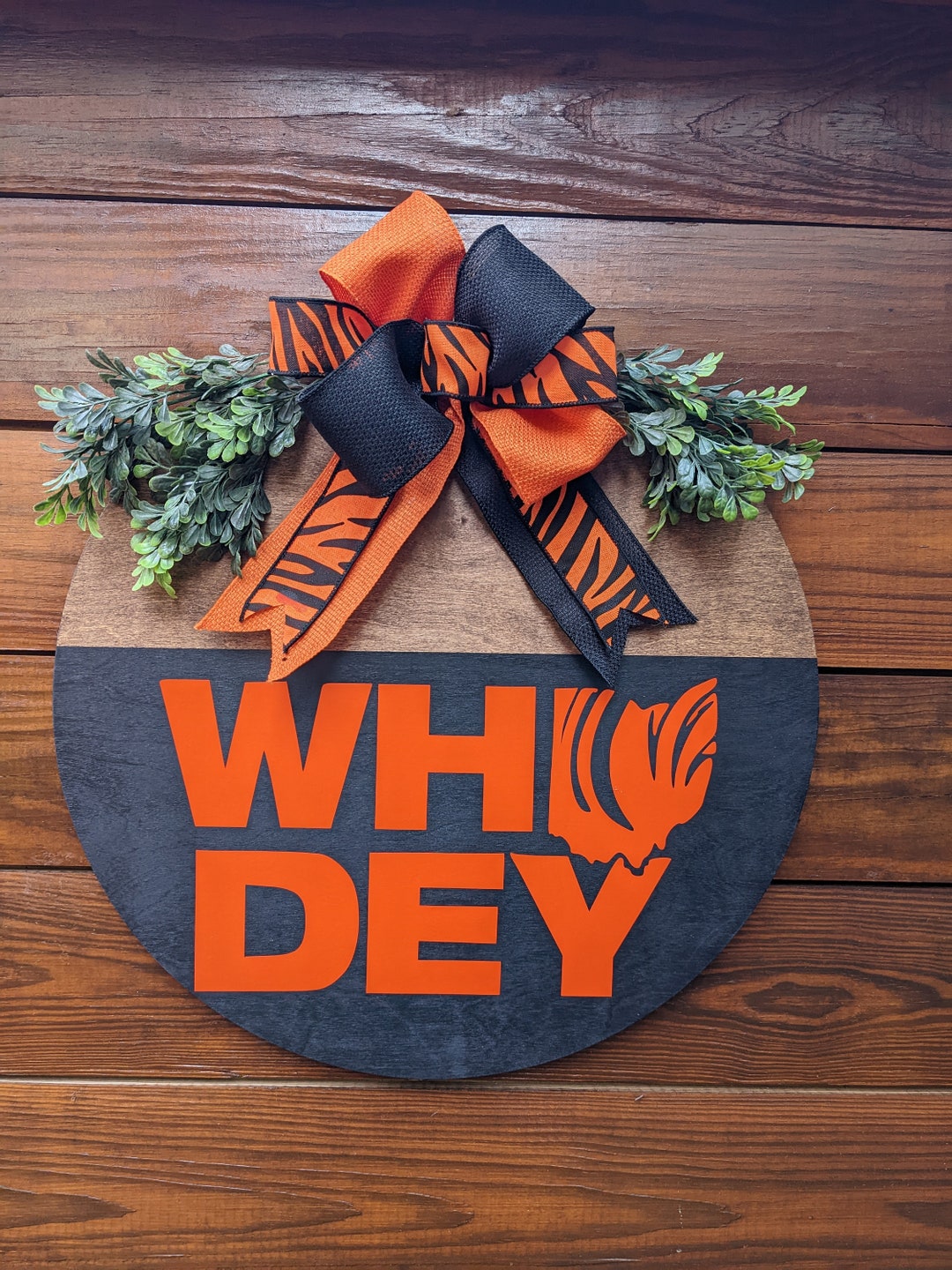 Cincinnati Bengals Door Hanger, WHO DEY, Football Door Sign, Wreath ...