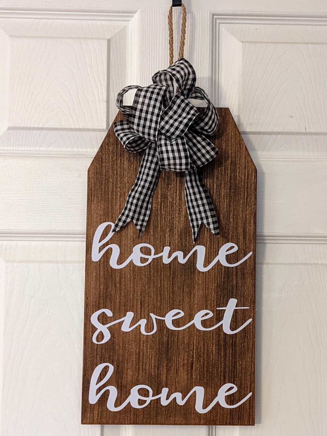 Home Sweet Home Wooden Door Tag, Front Door Hanger, Door Wreath, Door ...