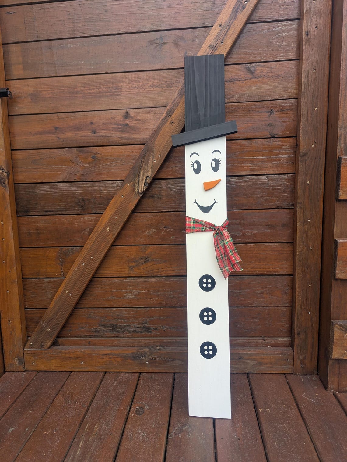 Snowman and Snowwoman Cedar Porch Leaner / Rustic Winter Front Porch ...