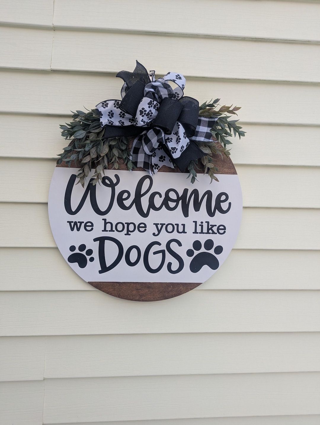 Welcome Hope You Like Dogs Door Hanger | Dog Lover Front Door Decor ...