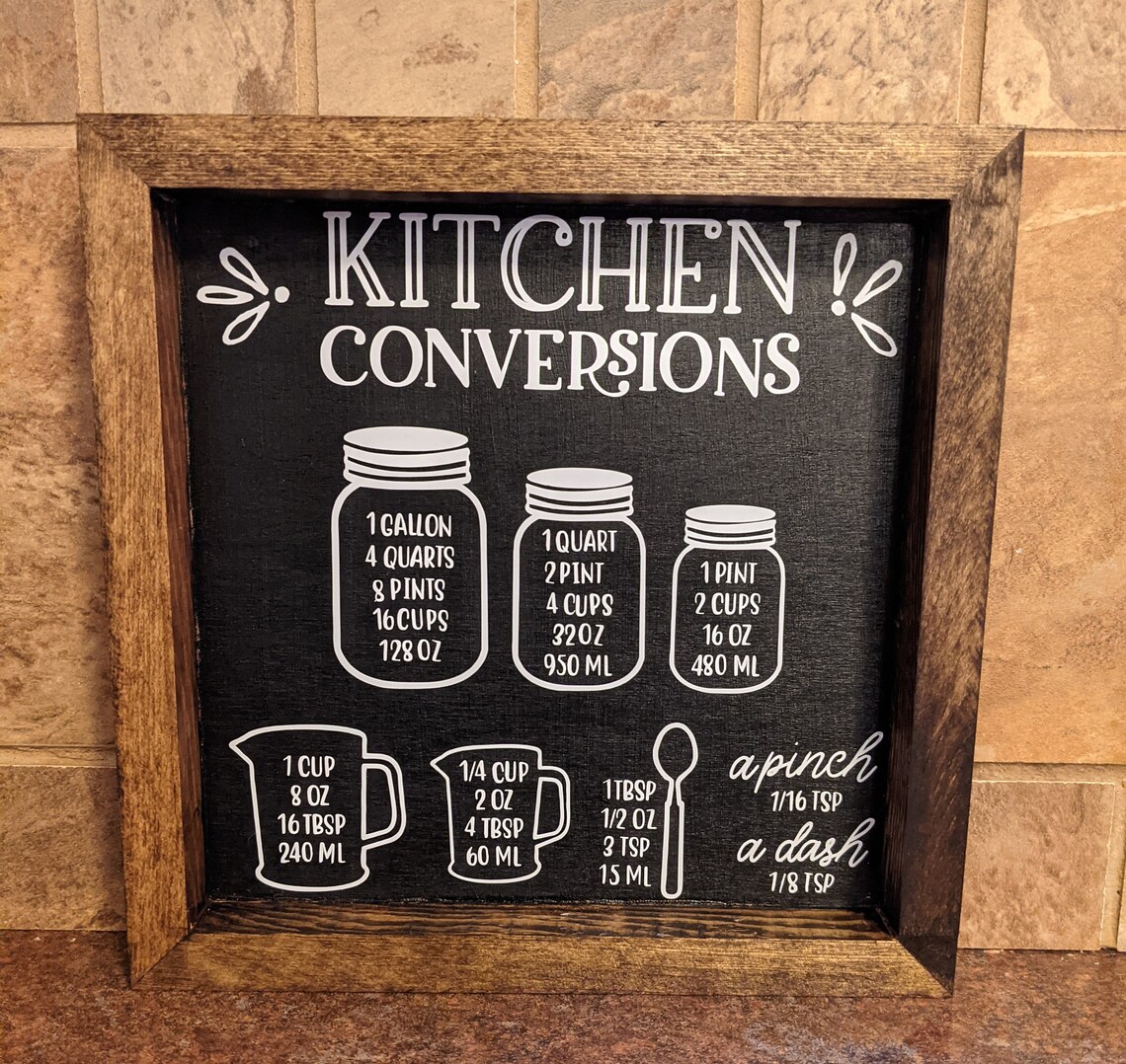 Stained Wood Kitchen Conversion Chart, Wooden, Farmhouse Decor ...