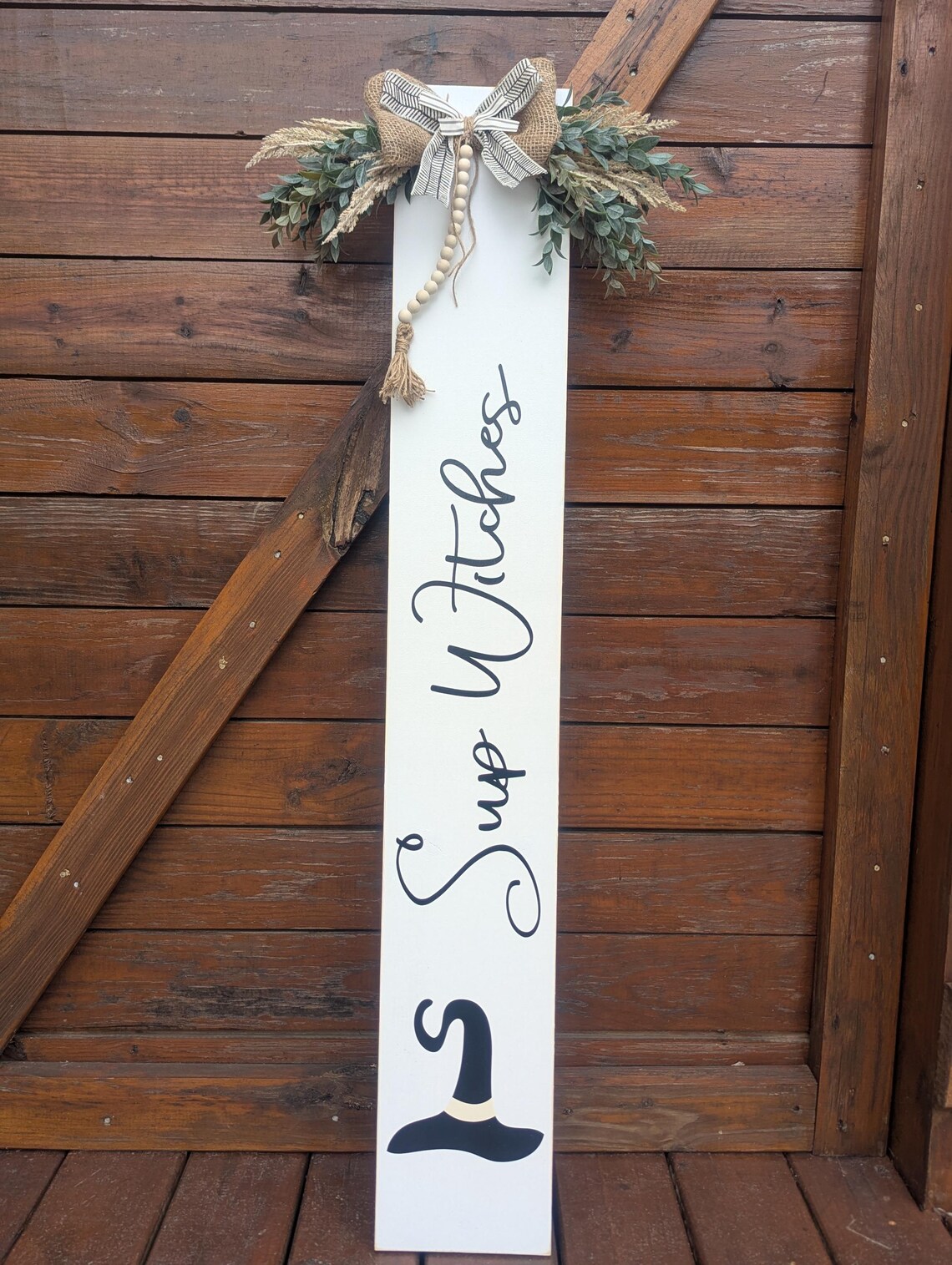 Sup Witches Porch Leaner / Funny Halloween Front Porch Sign / Rustic ...