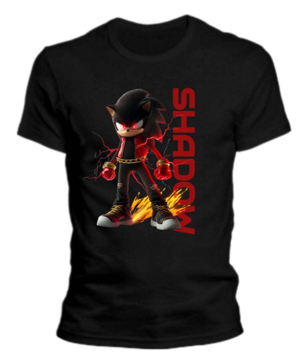 Shadow the Hedgehog Black Tee Big Design Sonic the Hedgehog Adult/youth ...