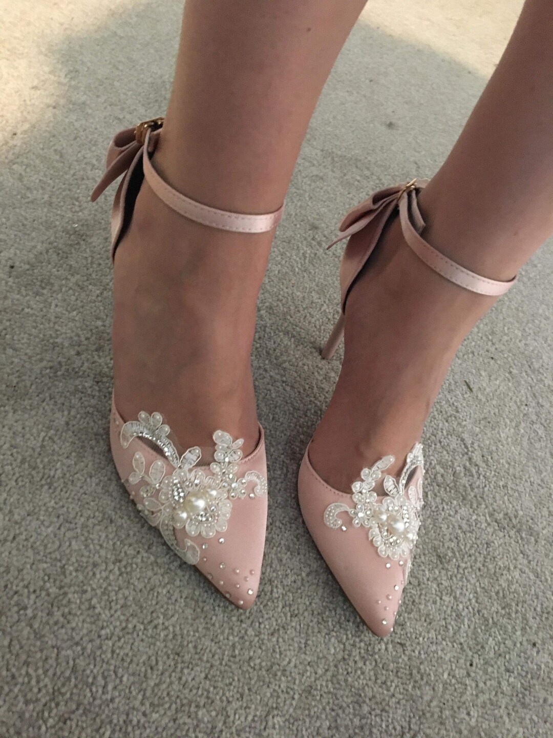 Soft Pink Embellished Heels Made to Order - Etsy