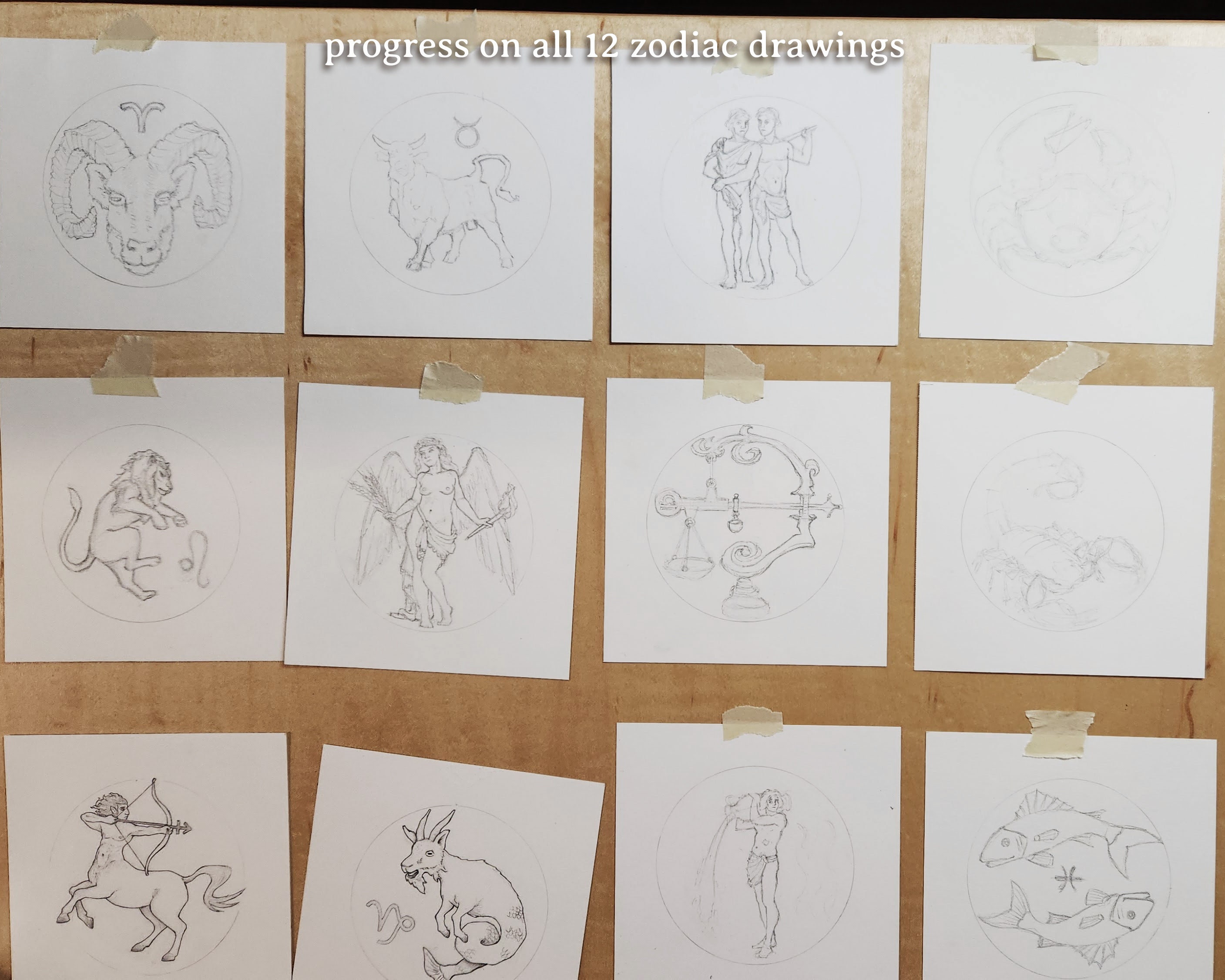 Taurus Zodiac Art Original Art Pencil Drawing 4x4 Inches - Etsy