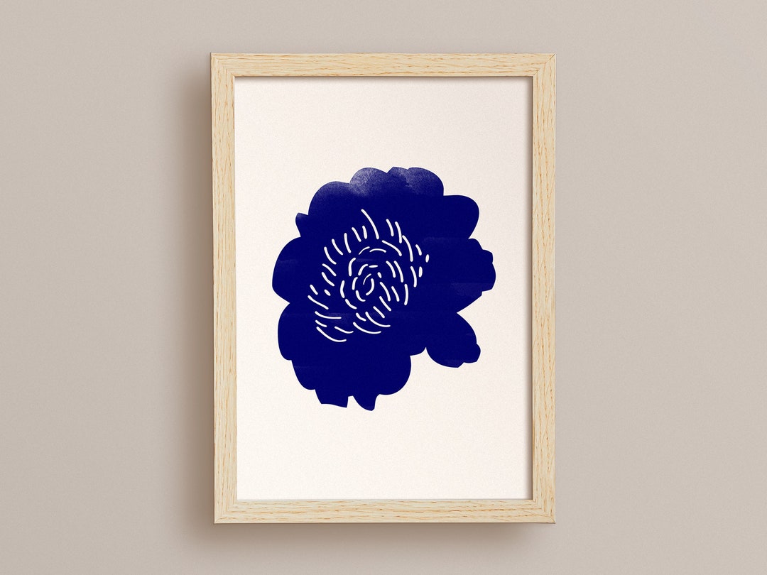 Bright Blue Art Print, Wild Flower Print, Pressed Flower Wall Art ...