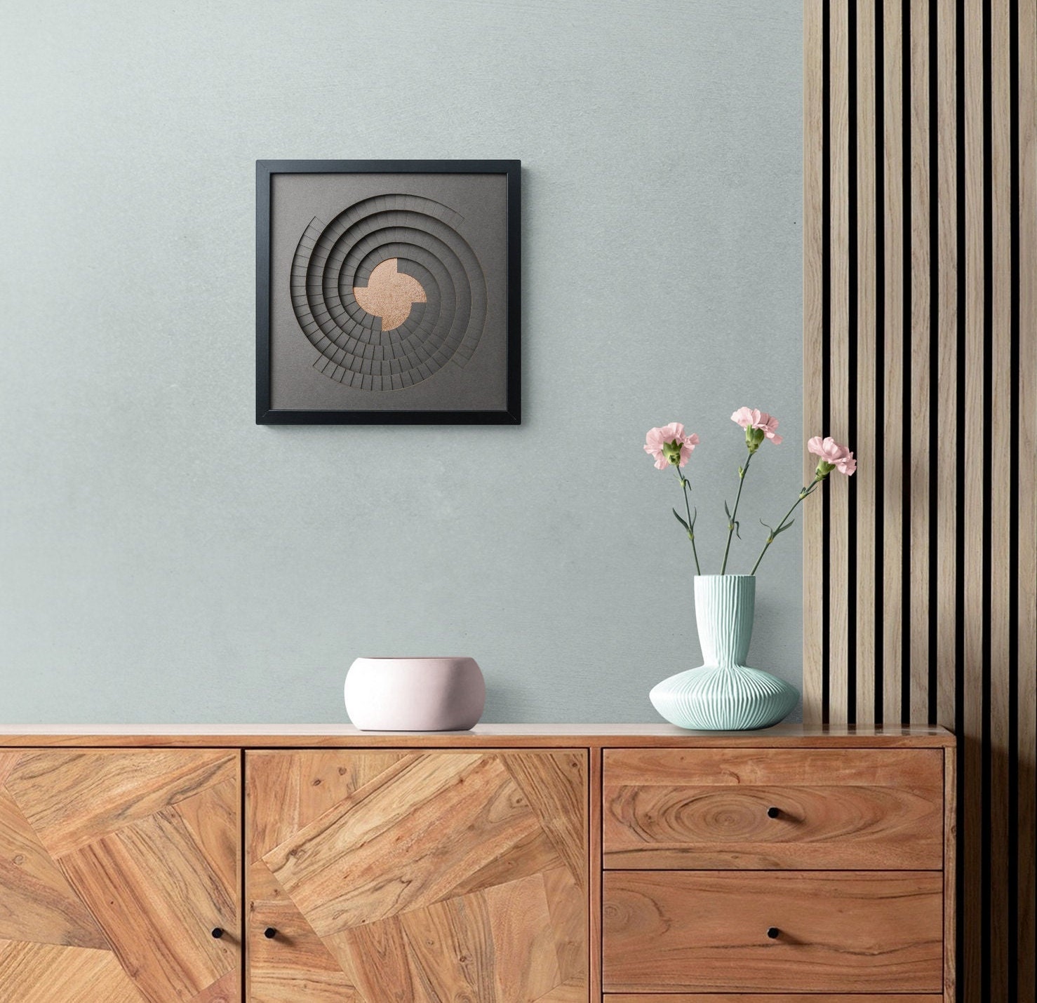 Framed 3D Art, Layered Paper Wall Sculpture, Spiral Pattern, Paper Wall ...