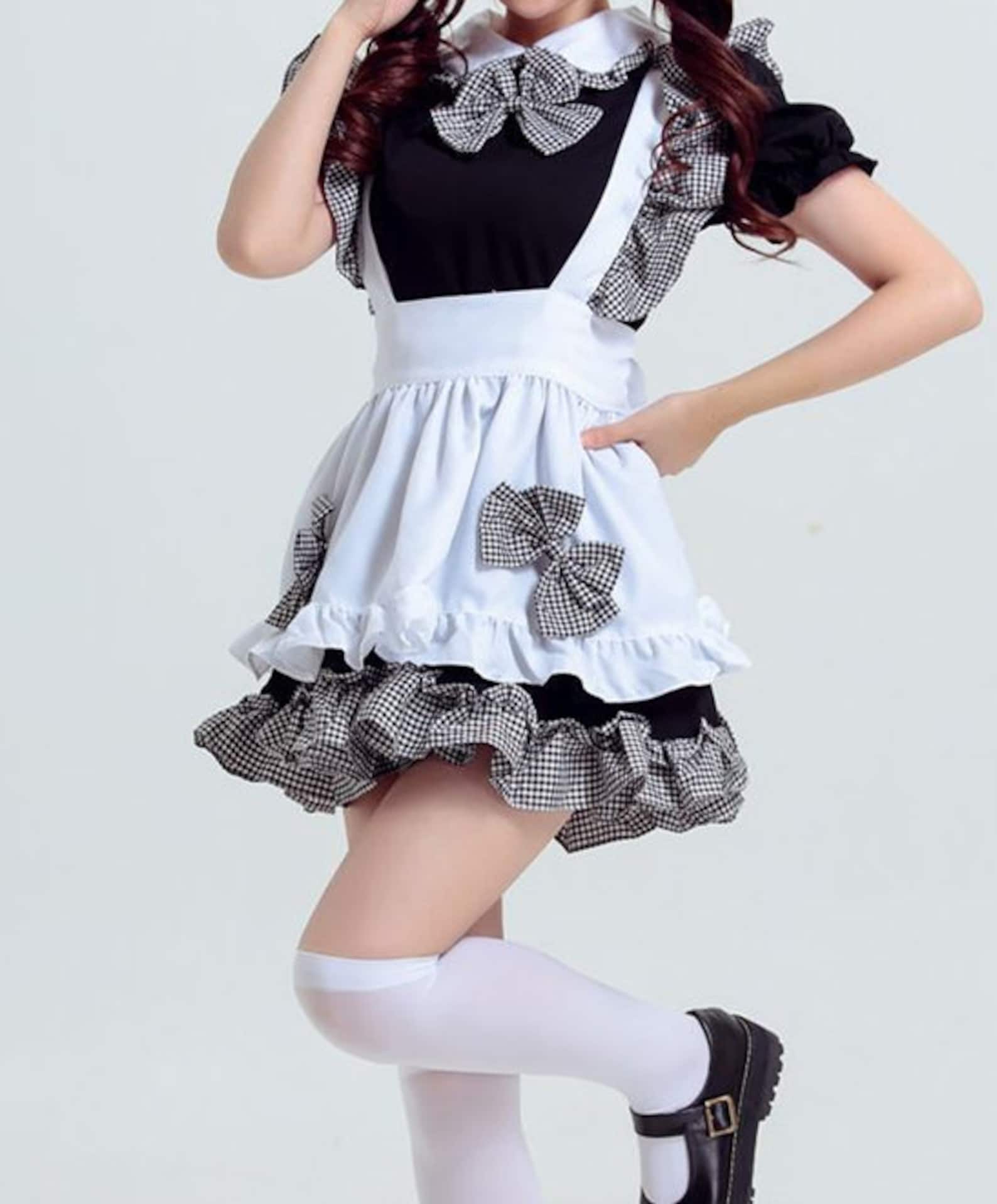 Maid Dress Black Costume Dress with White Headband and Apron | Etsy