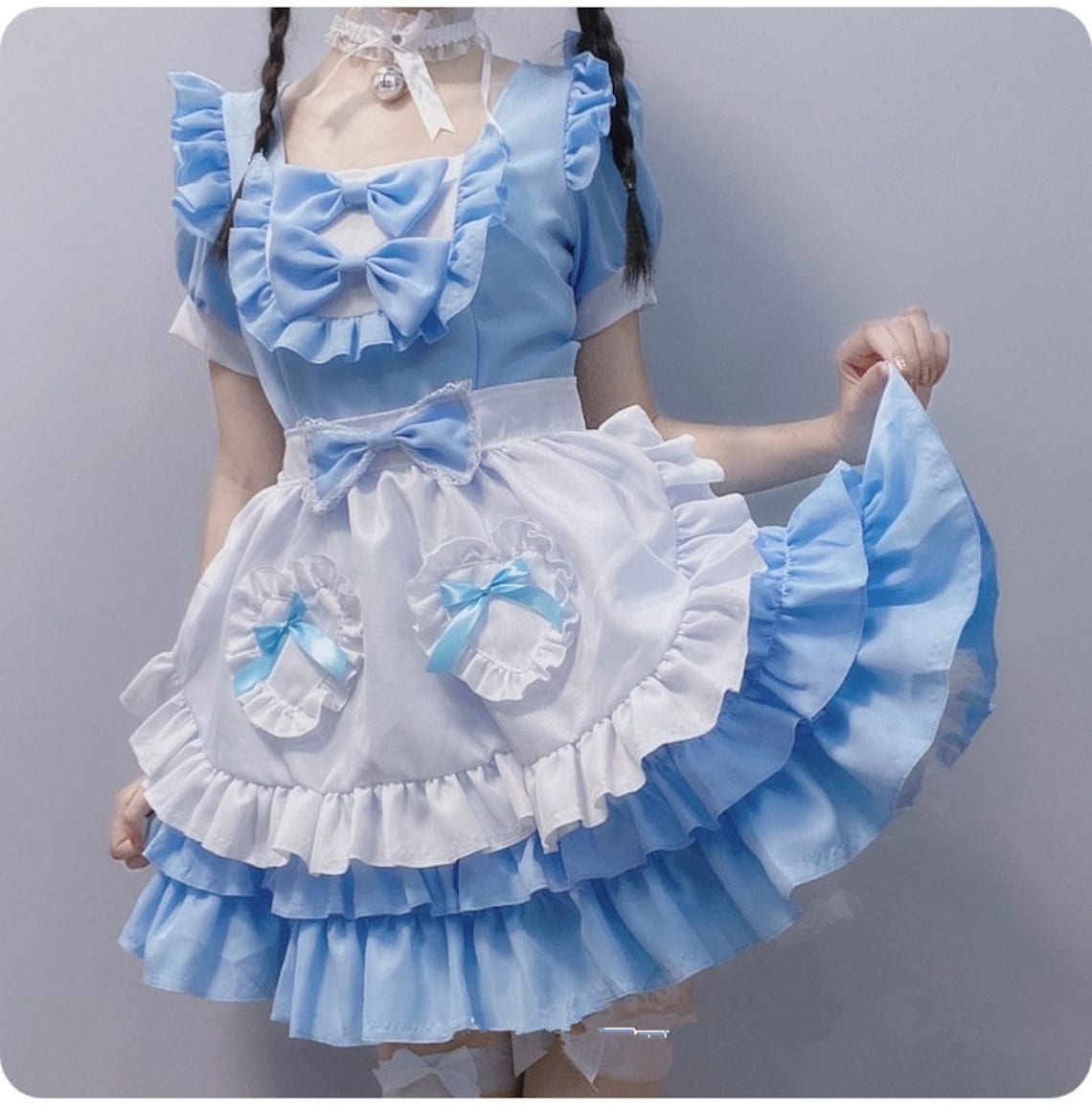 Baby Blue Maid Costume Sweet Lolita Dress Cute Bow Short | Etsy