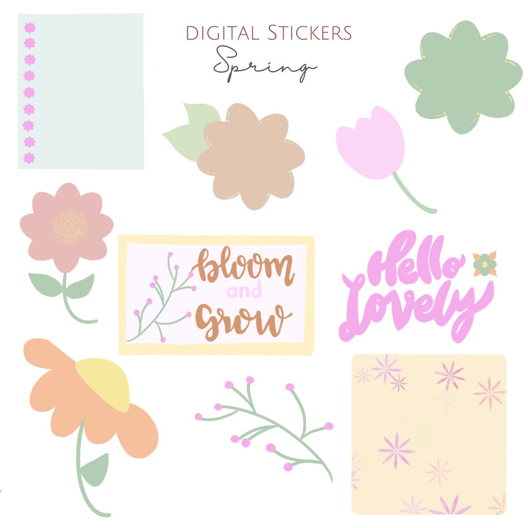 Spring Themed Digital Stickers - Etsy