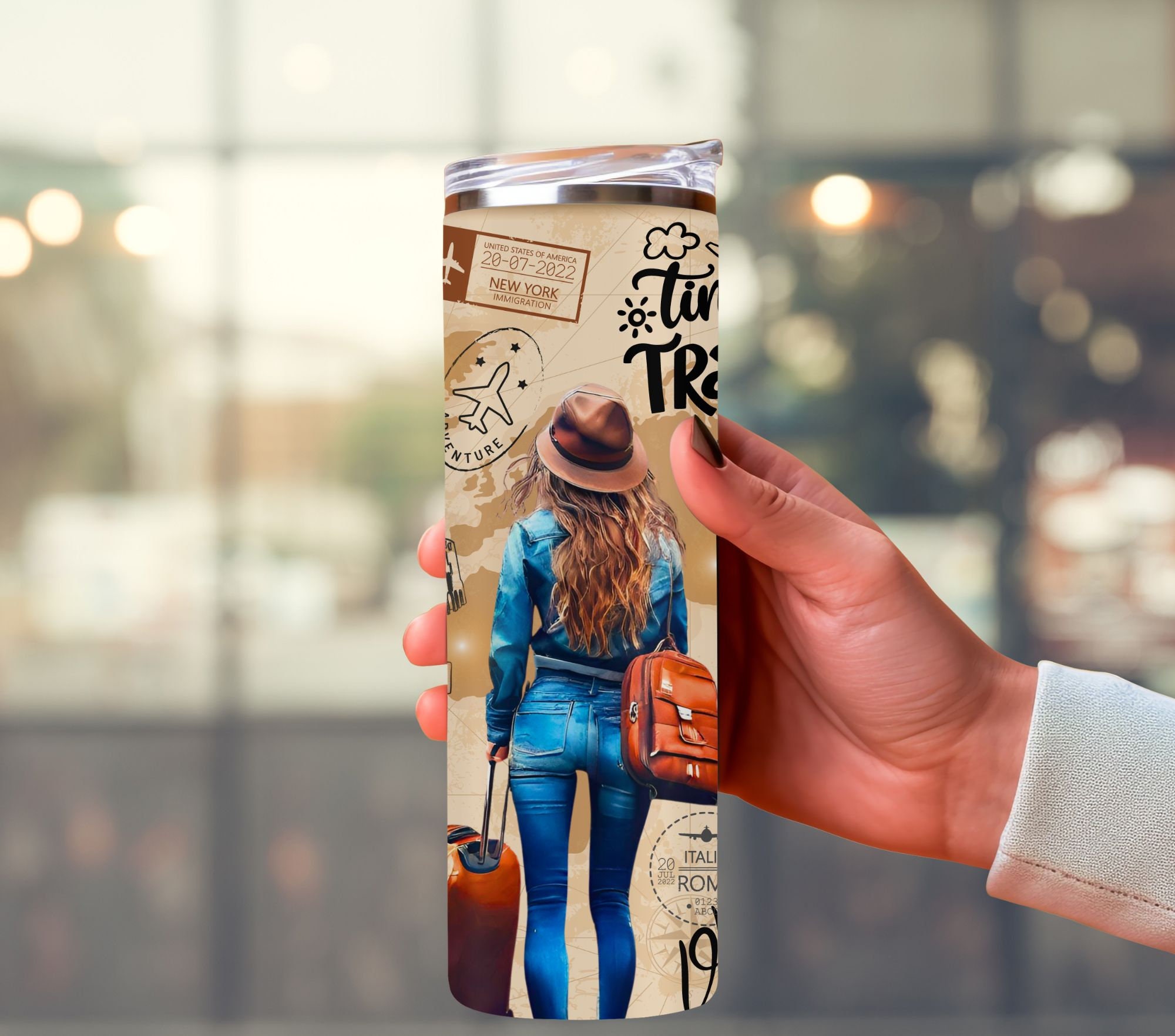 Travel Tumbler PNG | Wanderlust World Map 20 Oz Skinny Tumbler (digital ...