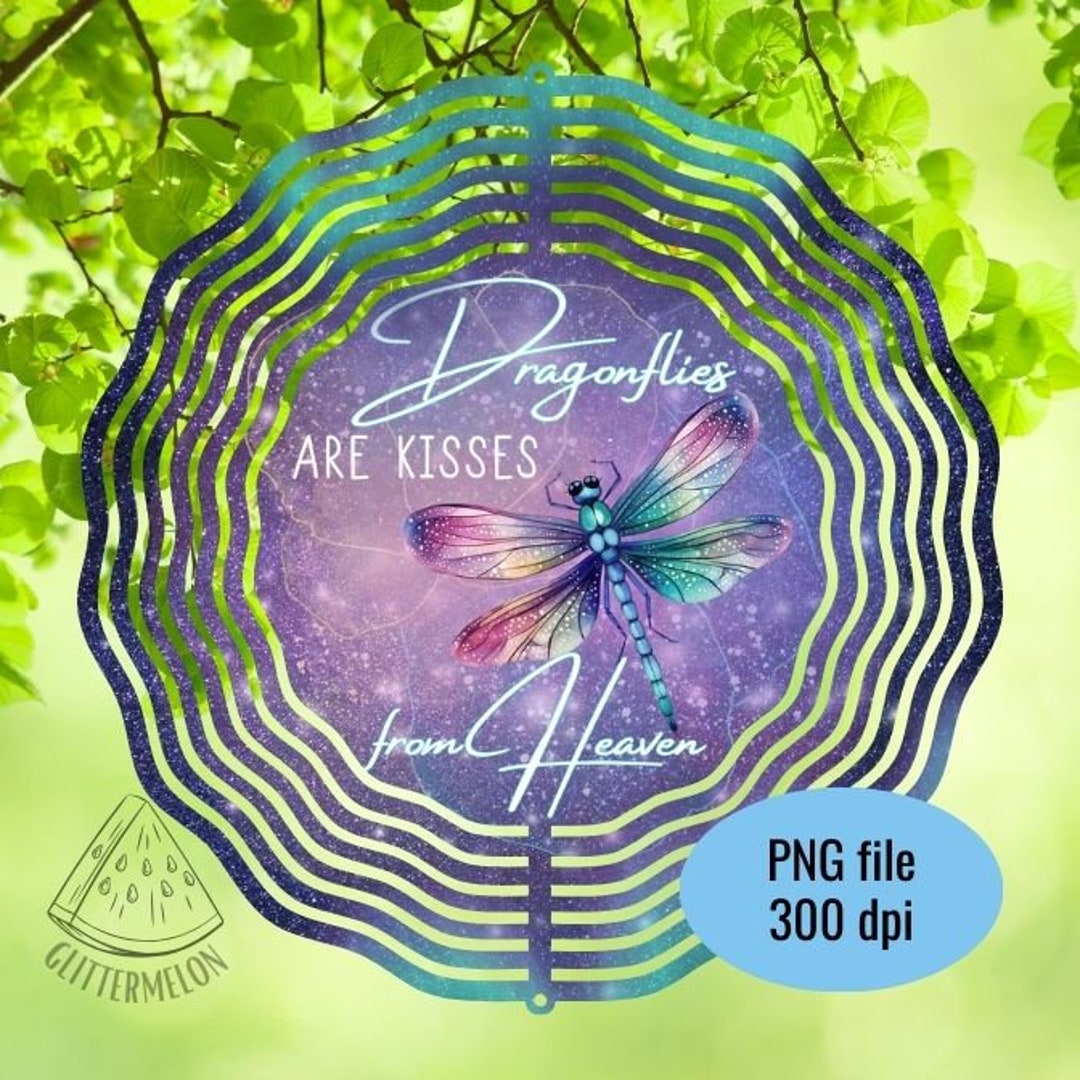 Dragonfly Wind Spinner Sublimation Design PNG Kisses From Heaven Digital Download Garden ...