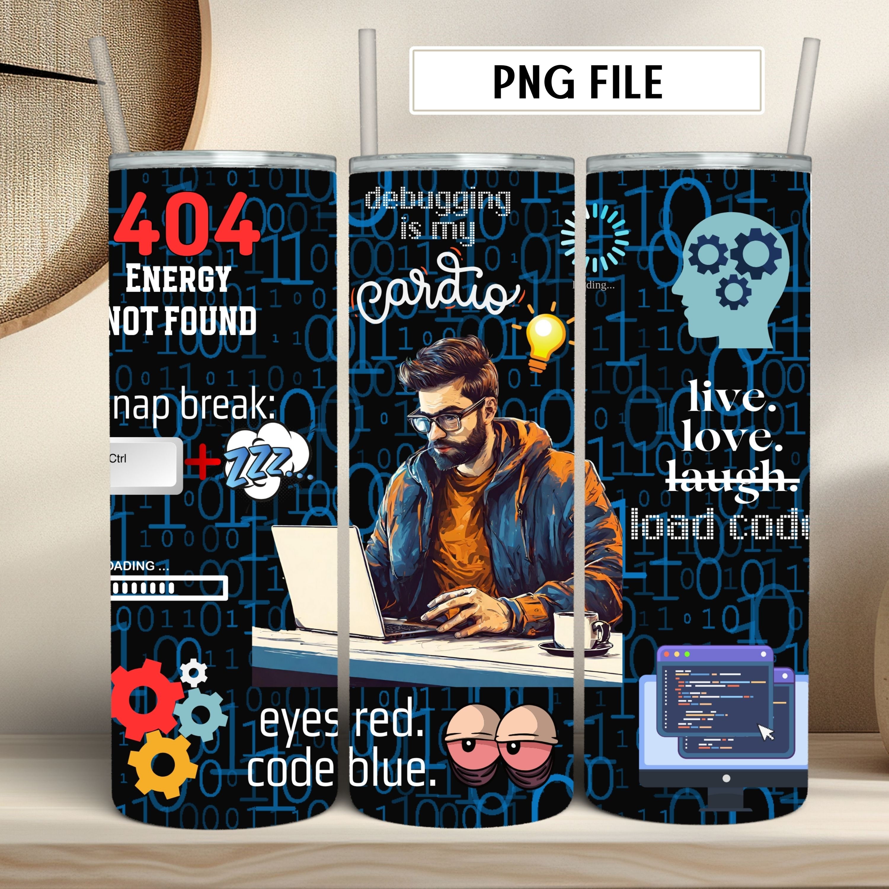 Programmer Sublimation Tumbler Wrap PNG 20 Oz Straight Skinny Work ...