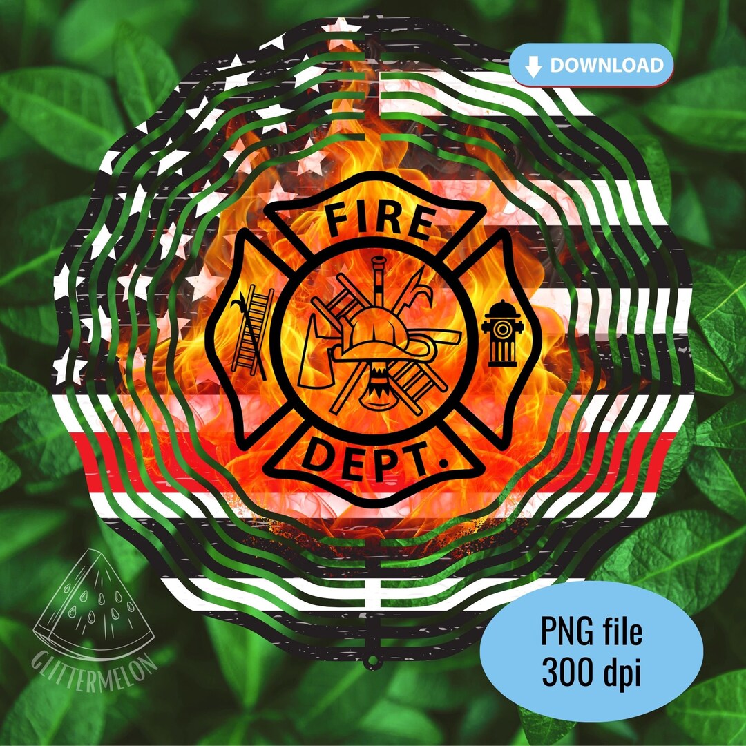 Firefighter Wind Spinner Sublimation Design PNG USA Flag Fire Dept Wind ...