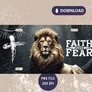 Faith Lion License Plate PNG, Christian Car Decor (digital Download) - Etsy