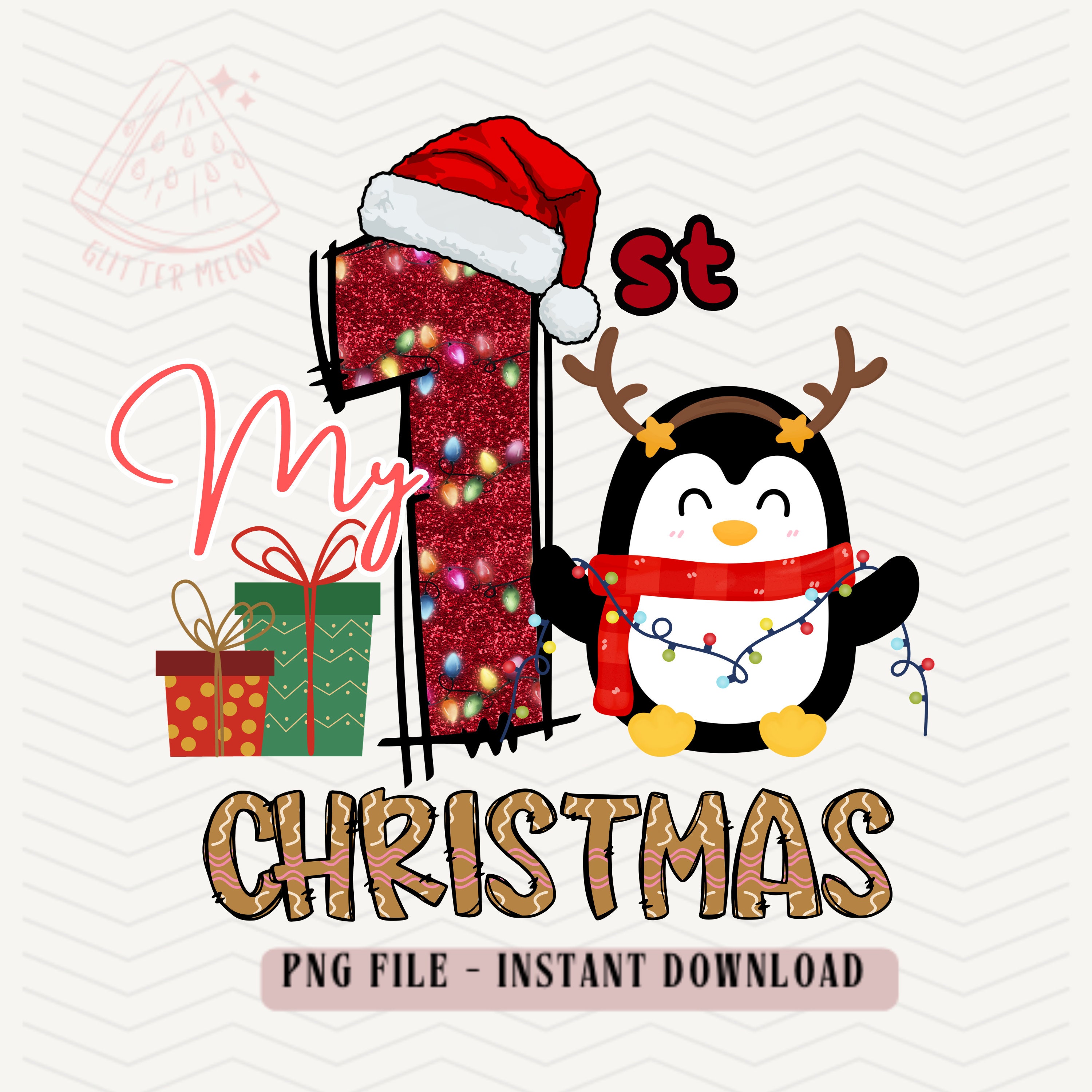 My First Christmas PNG Baby First Christmas PNG Cute Penguin Deer Santa ...