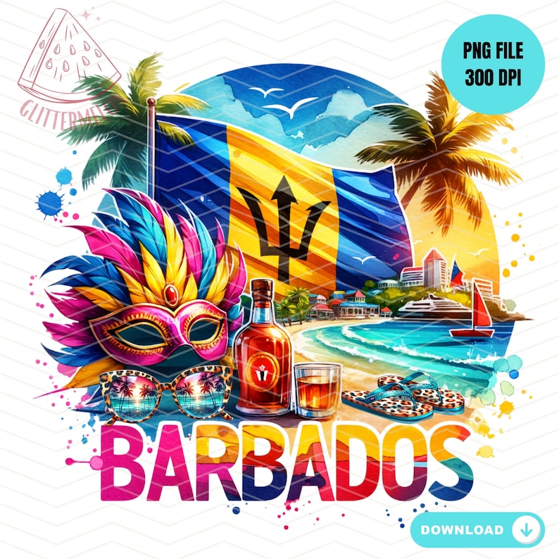 Barbados Sublimation Design PNG: Bajan Flag, Caribbean Vacation ...