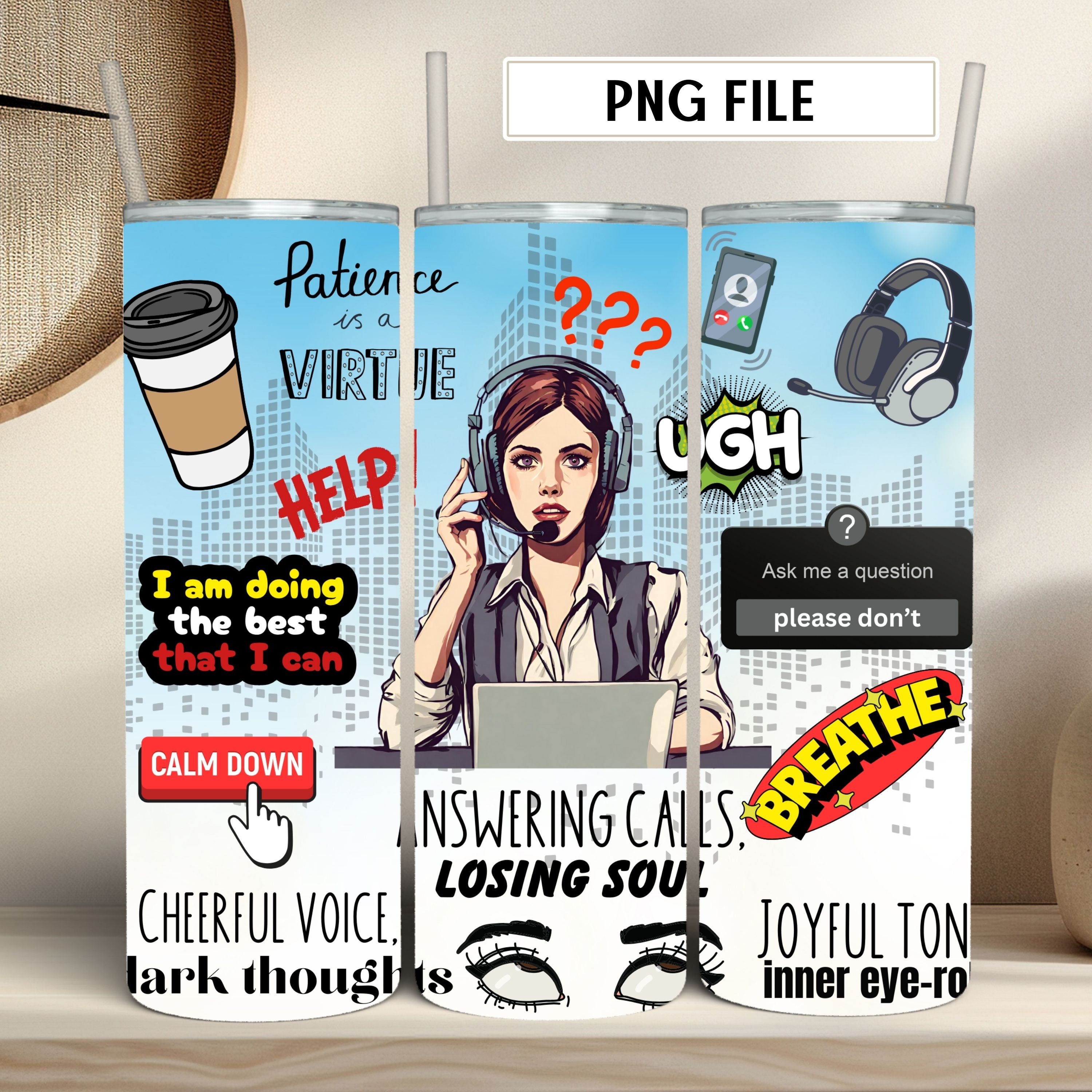 IT Helpdesk Tech Support Sublimation Tumbler Wrap 20 Oz Straight Skinny ...