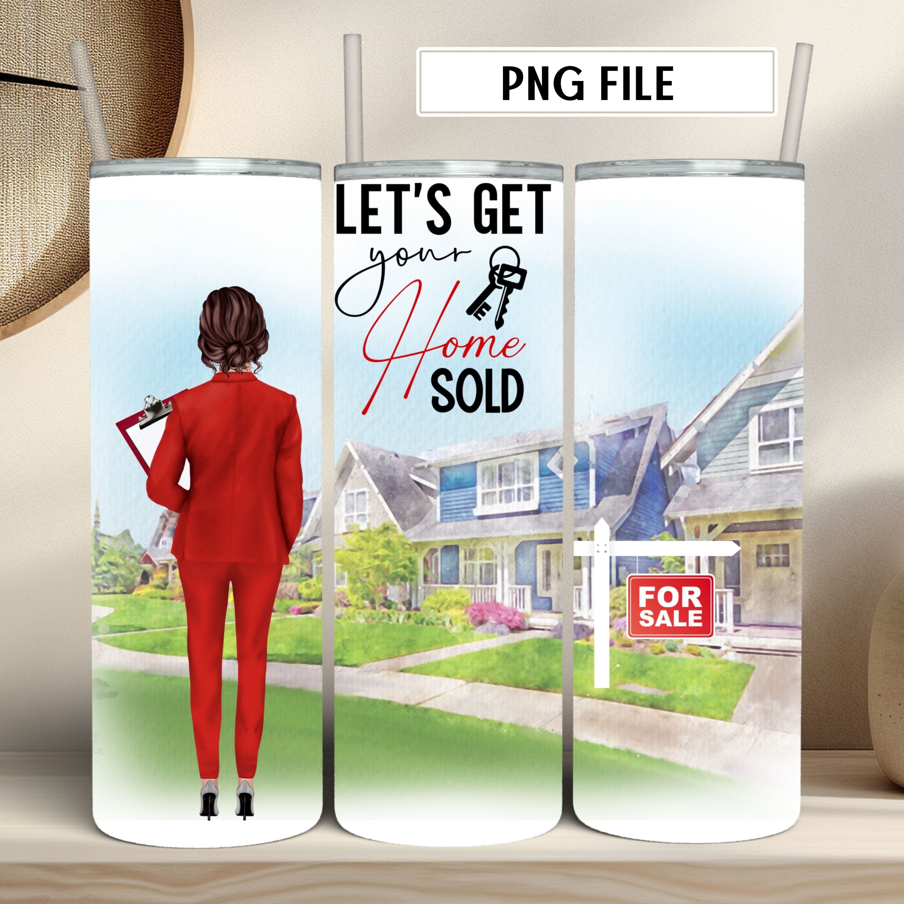 Realtor Sublimation Tumbler Wrap PNG 20 Oz Straight Skinny Work Tumbler ...