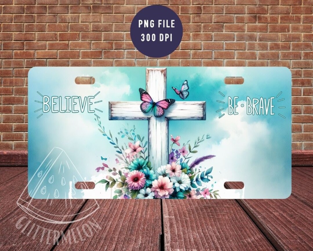 Cross License Plate PNG Sublimation Design Christian Religious Bible ...