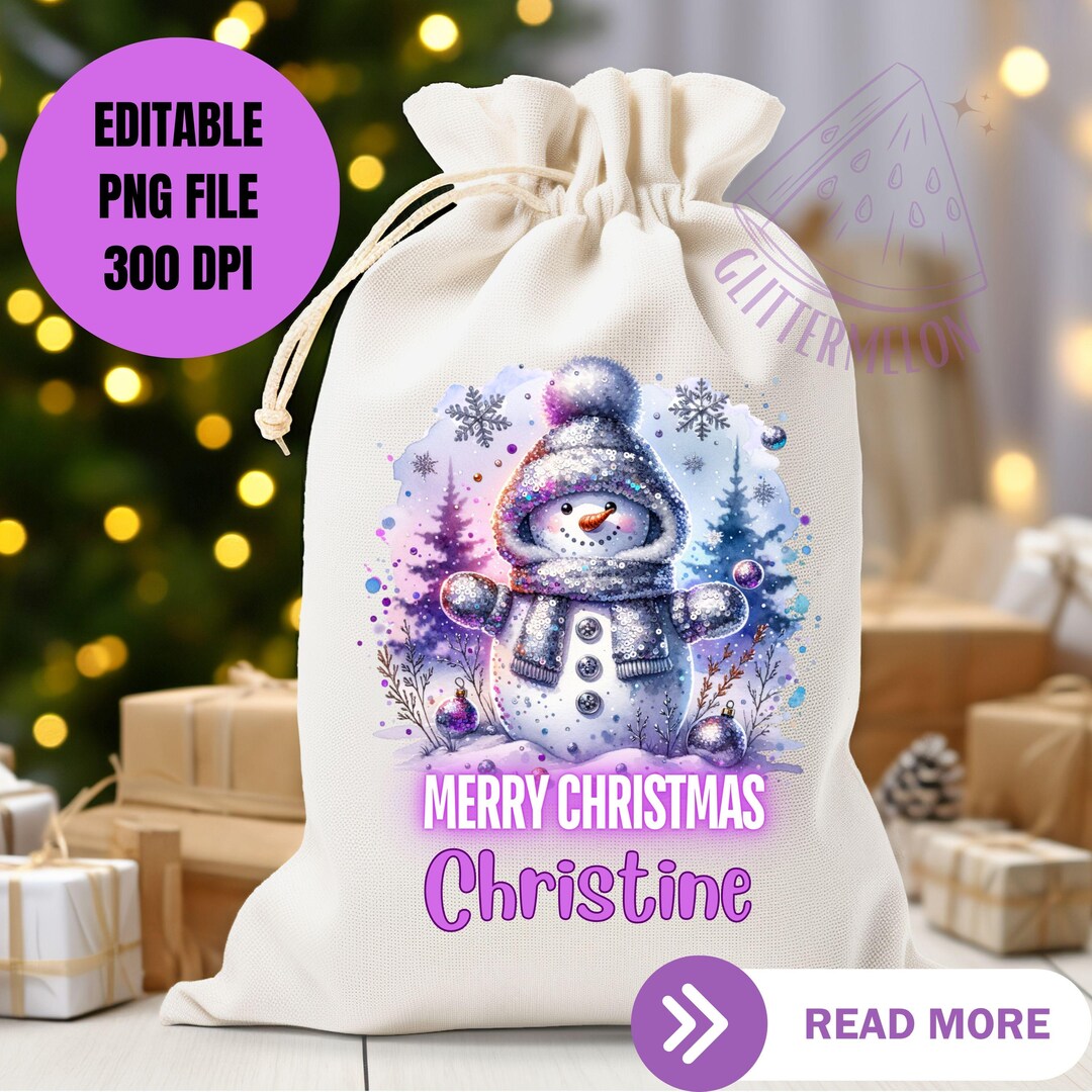 Santa Sack Sublimation Design PNG Personalized Christmas Santa Sack ...